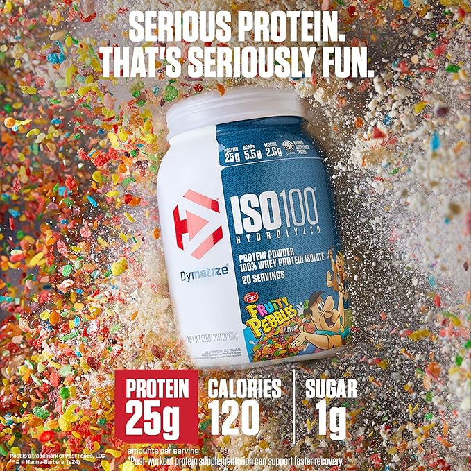 Dymatize ISO 100 Hydrolyzed Whey Protein 3lb Fruity Pebbles Muscle Bui ...